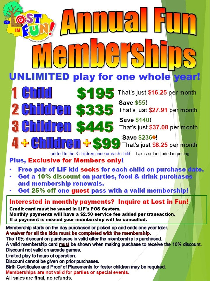 Annual Fun Membership | Lost in Fun!