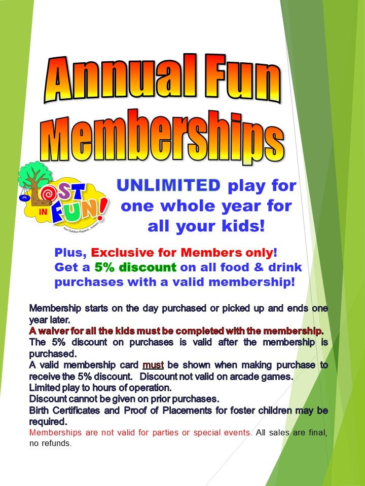 Annual Fun Membership | Lost in Fun!